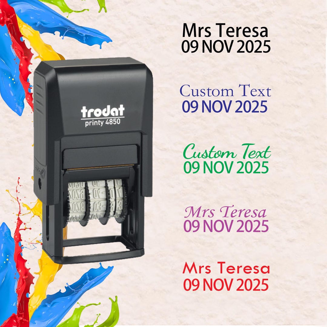 Personalized Teacher Date Stamps, Date and Name Stamps, Adjust Date ...