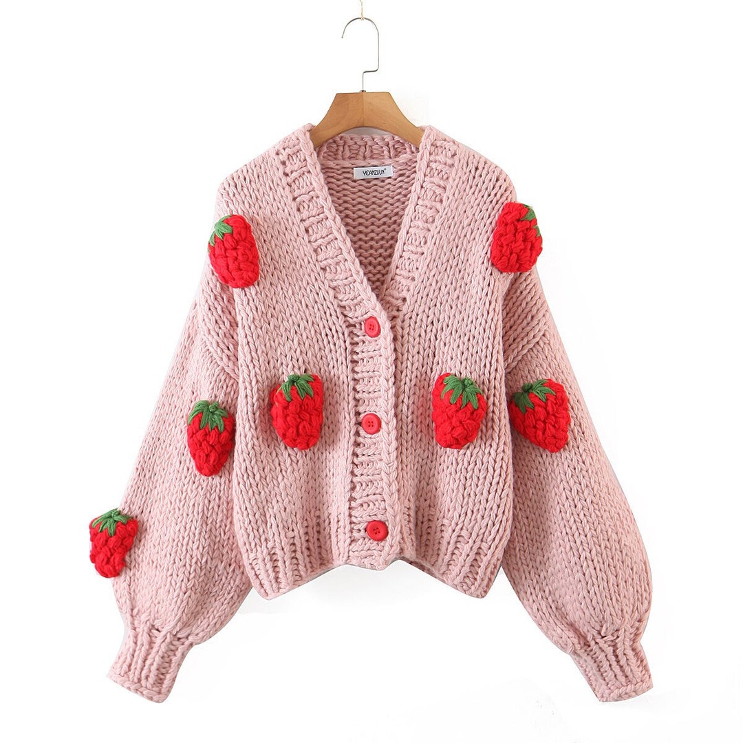 Cardigan fraise au crochet Cardigan fruit Cardigan-pull en - Etsy France