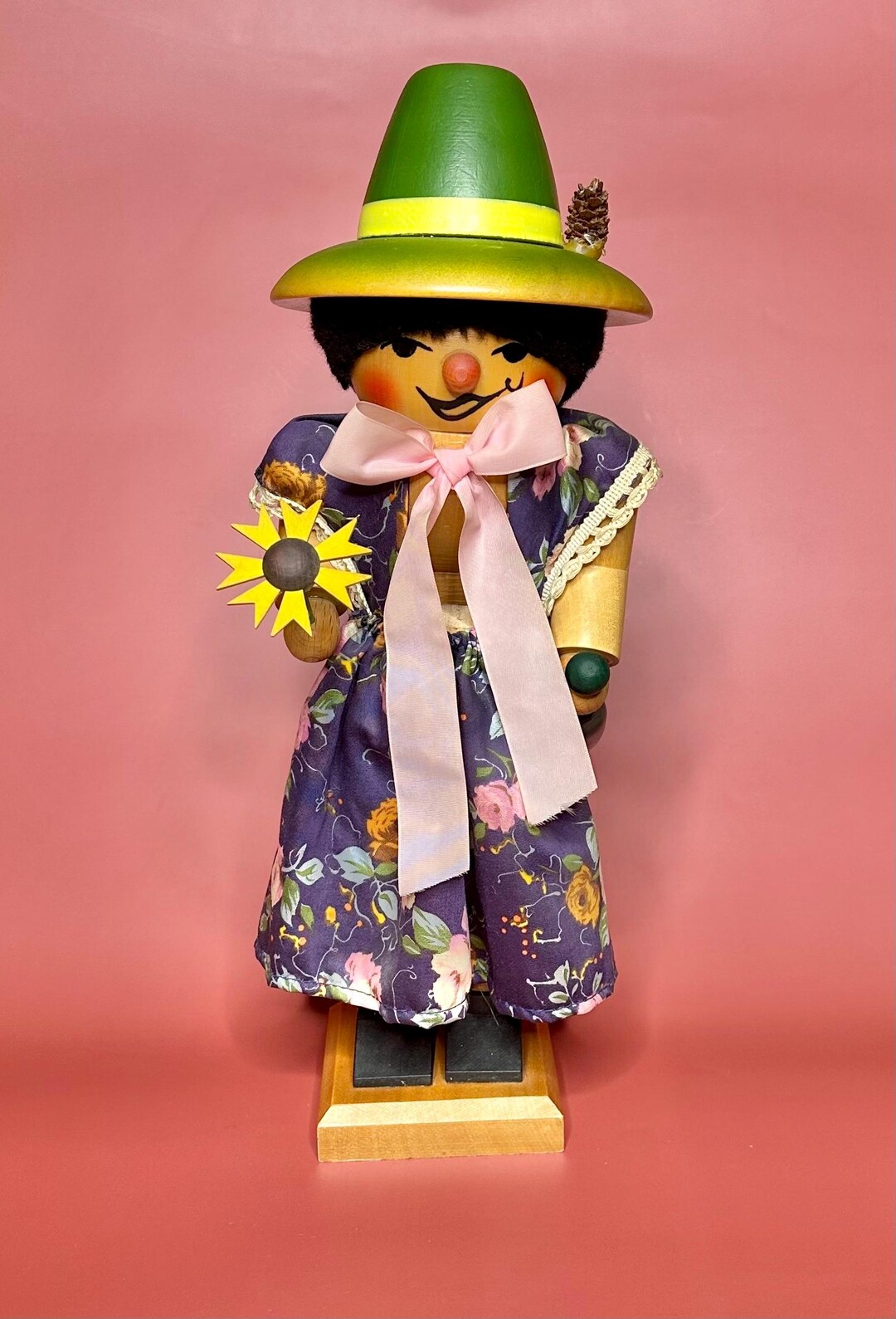 Vintage German Steinbach Nutcracker Women Handmade Wooden Blue Floral ...