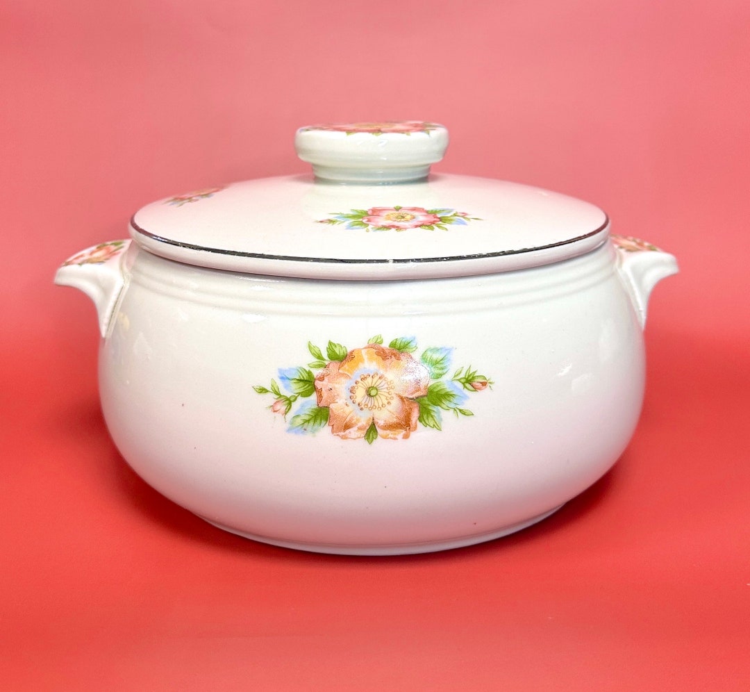 Vintage Halls Superior Quality Kitchenware White Floral Design ...