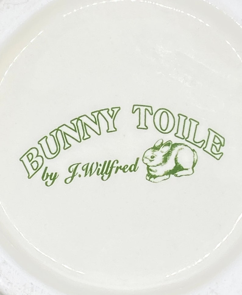Vintage Bunny Toile by J Willfred White Green Bunny Pitcher Pottery - Etsy
