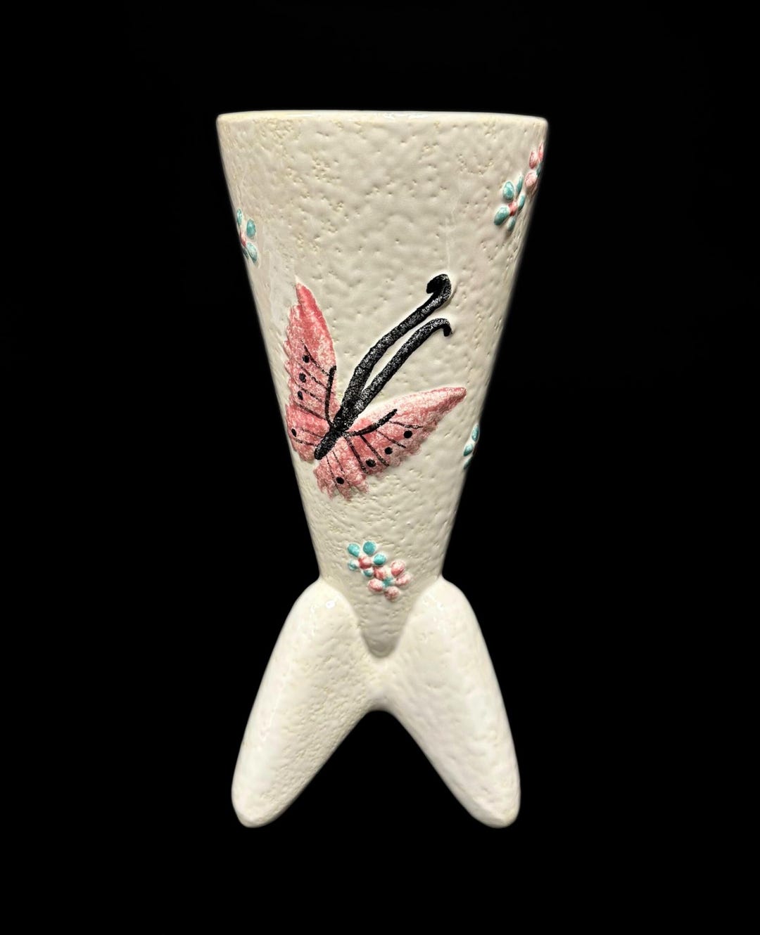 Vintage Hull USA 3 Leg White Vase With Butterfly Floral Design#156 - Etsy