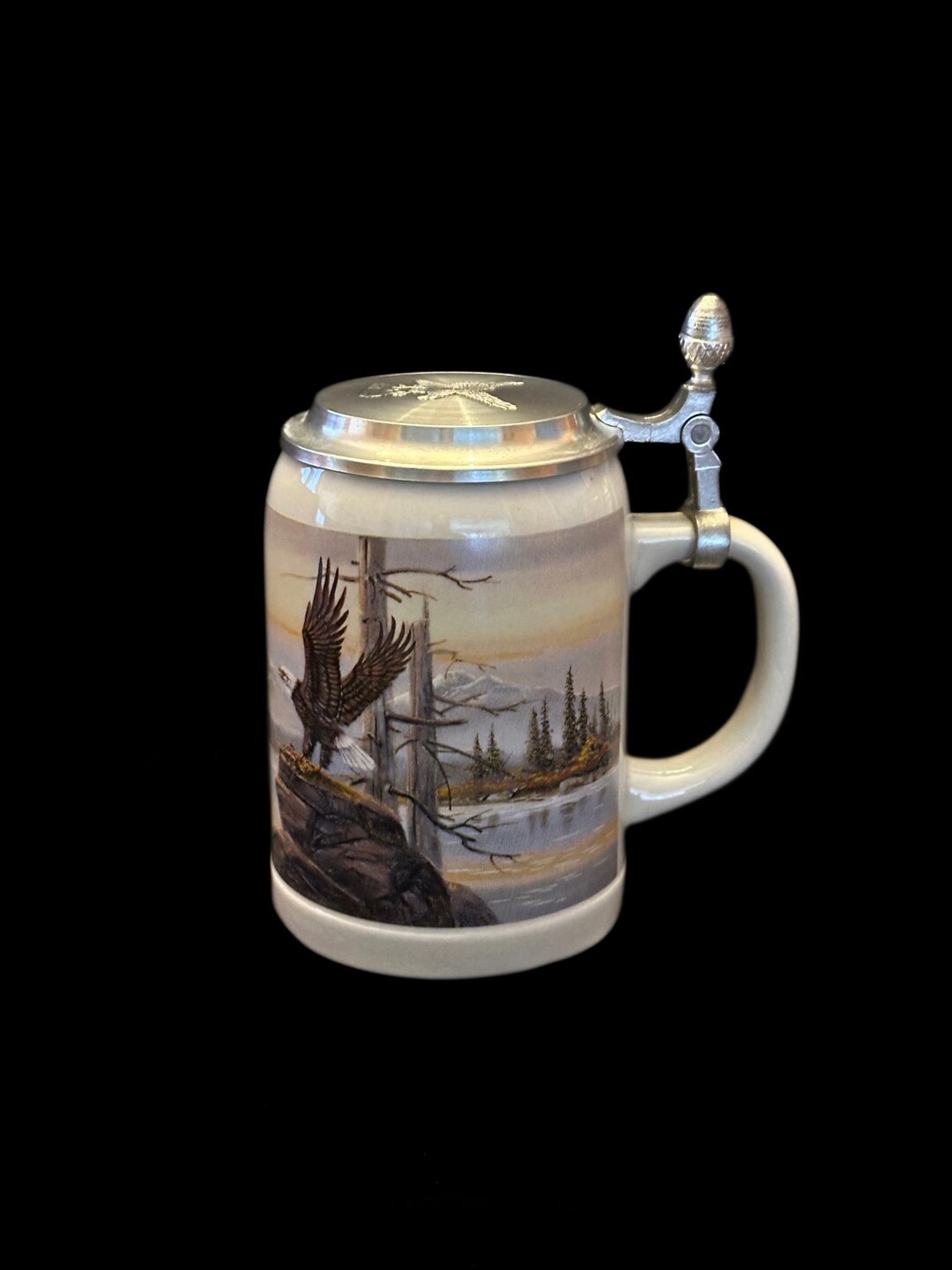 Vintage DOMEX German Beer Stein | Bald Eagle Scene | Pewter Lid - Etsy