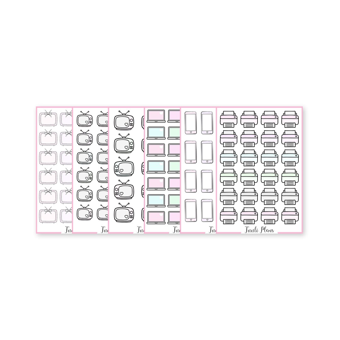 Mini Sheet Pastel Tec Functional Doodle Icon Planner - Etsy