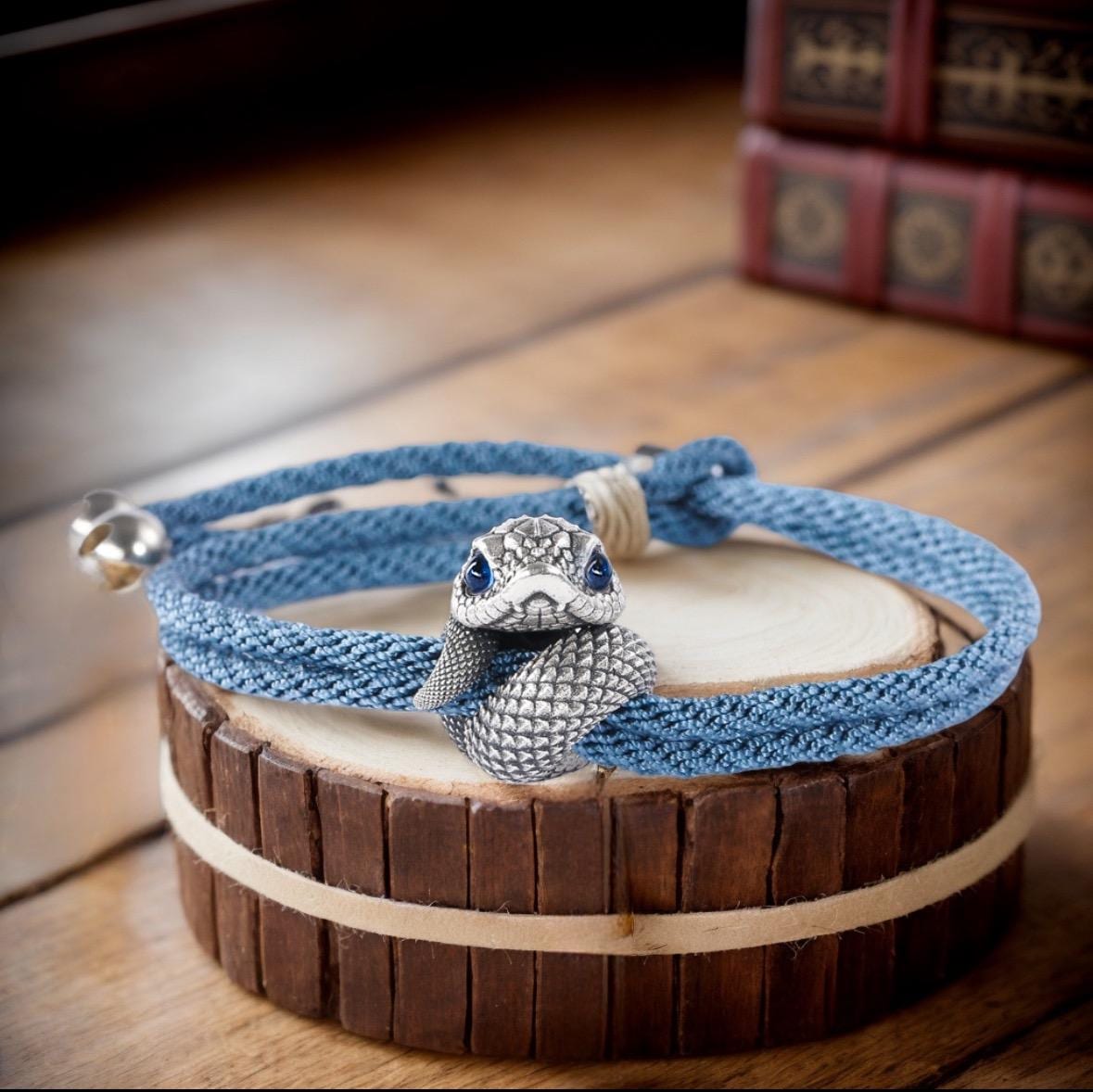Handmade Sterling Silver Serpent Bracelet: Adjustable Snake Charm ...