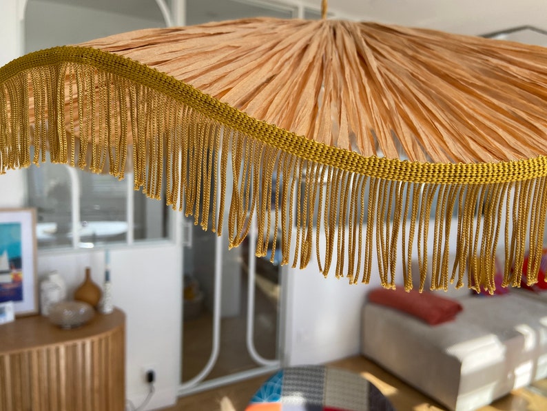 Parasol Suspension in Raffia With Fringe - Etsy