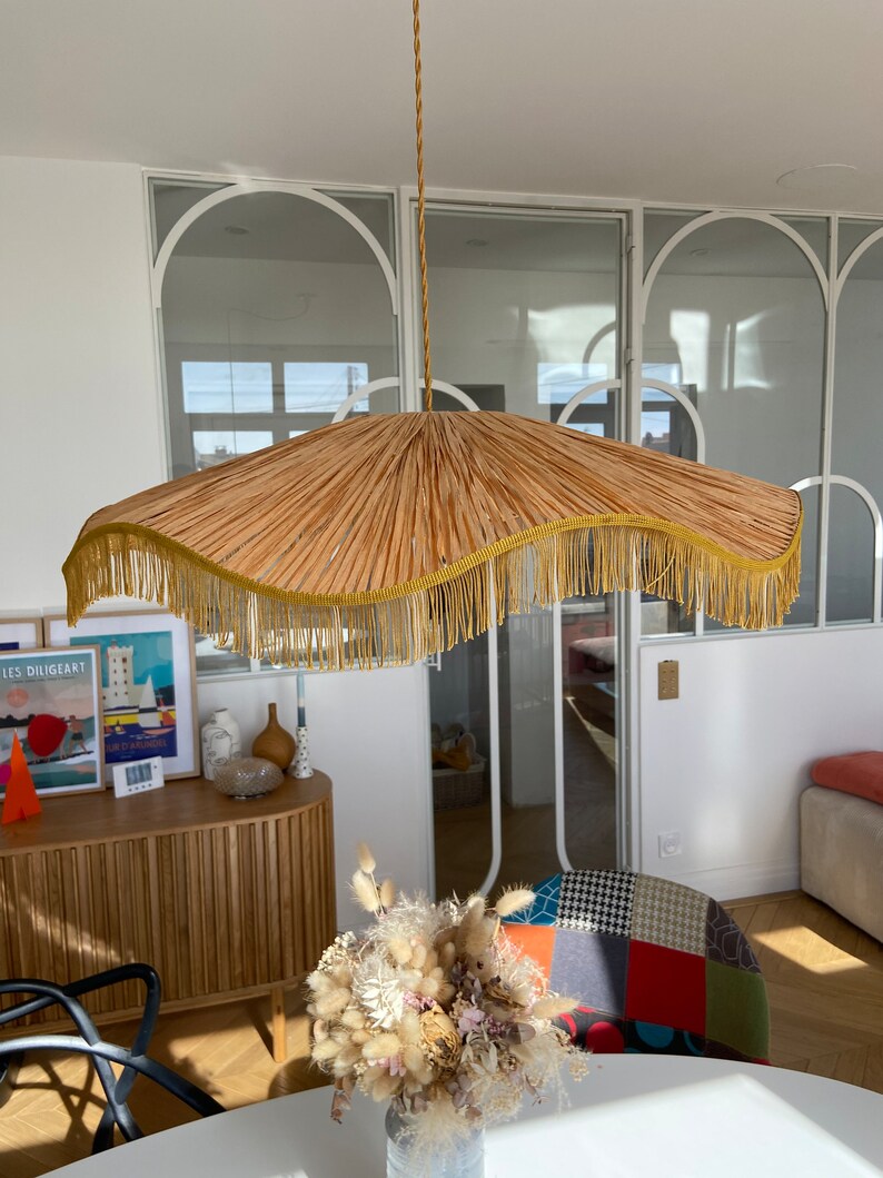Parasol Suspension in Raffia With Fringe - Etsy
