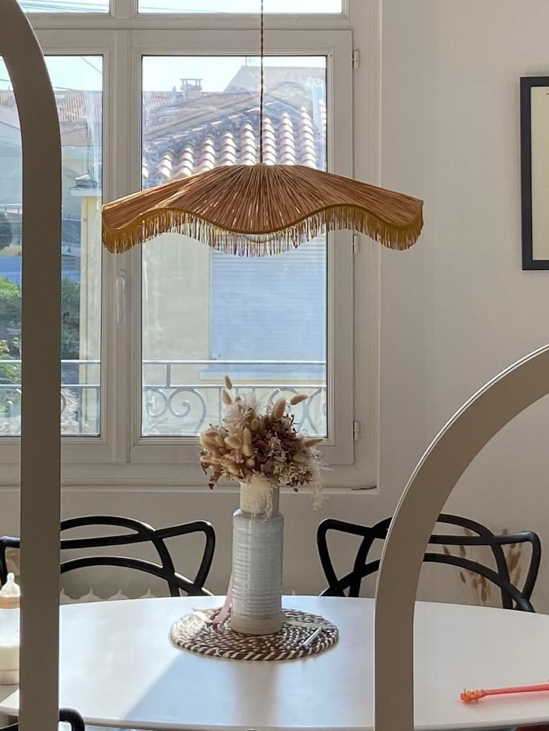 Raffia Parasol Pendant With Fringe 65 Cm - Etsy