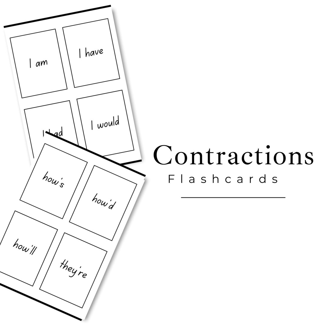 Printable Contractions Flashcards - Etsy Australia