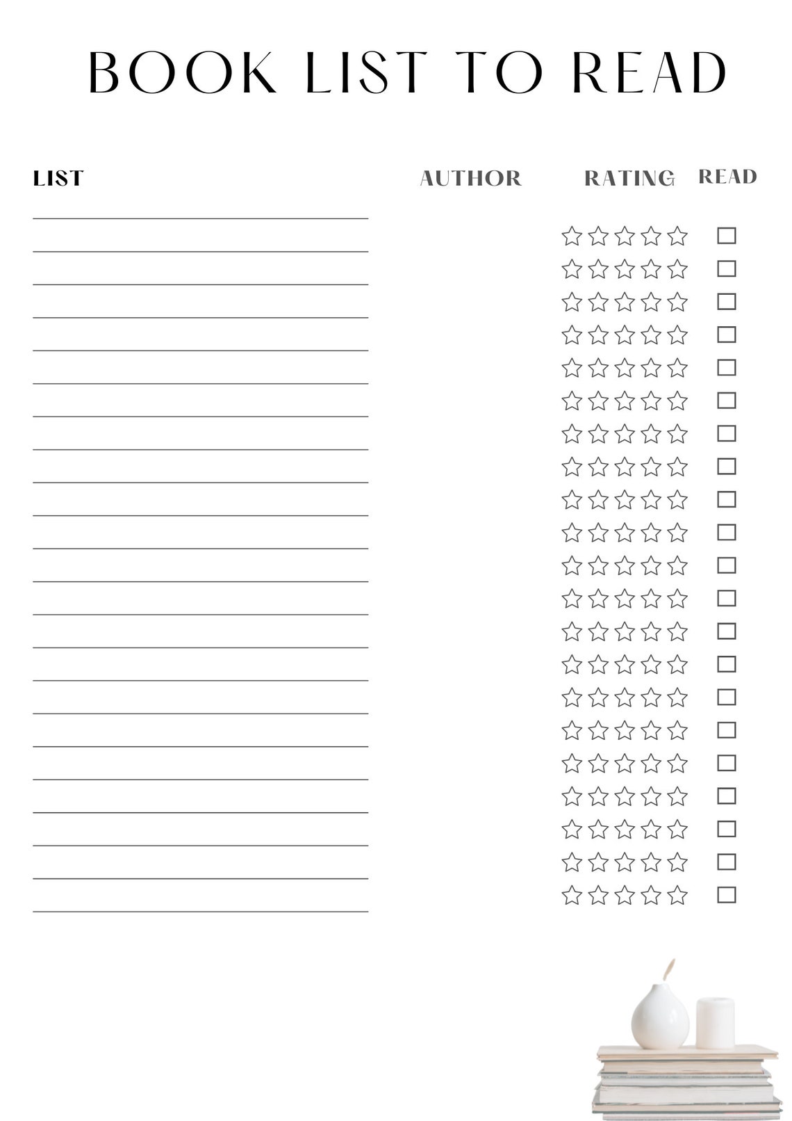 Printable Reading List - Etsy