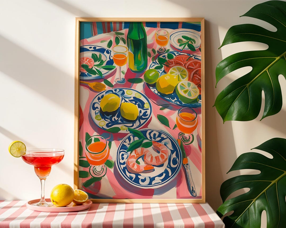 Colorful Still Life Kitchen Wall Decor, Oil Painting, Digital Printable ...