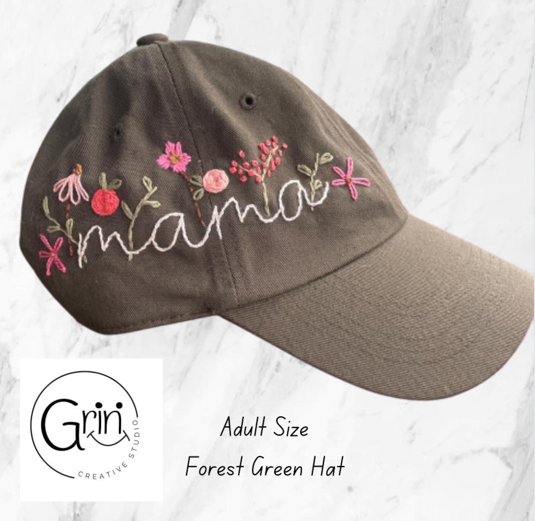 Embroidered Mama Floral Hat - Etsy
