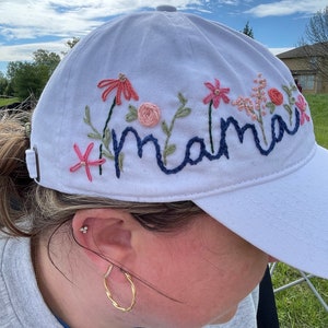 Embroidered Mama Floral Hat - Etsy