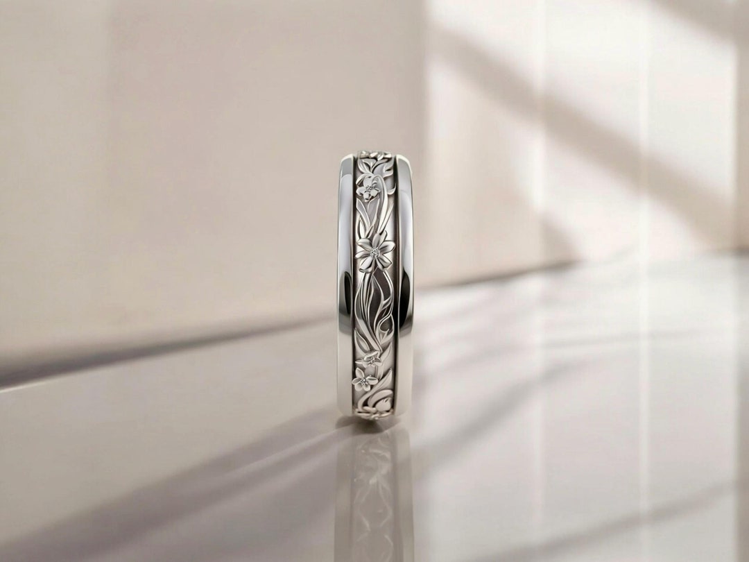 Flower Fidget Spinner Ring 925 Sterling Silver Ring Anxiety Ring ...