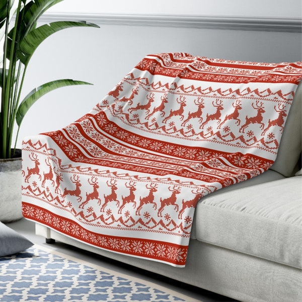 Red and White Throw Blanket - Etsy