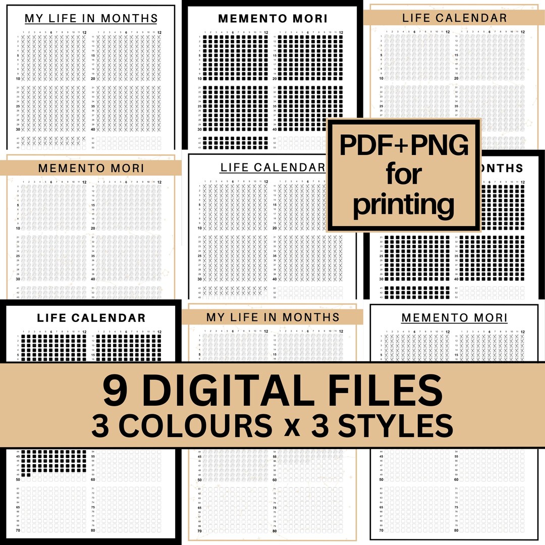 My Life in Months Digital Calendar, Memento Mori, Productive Poster ...