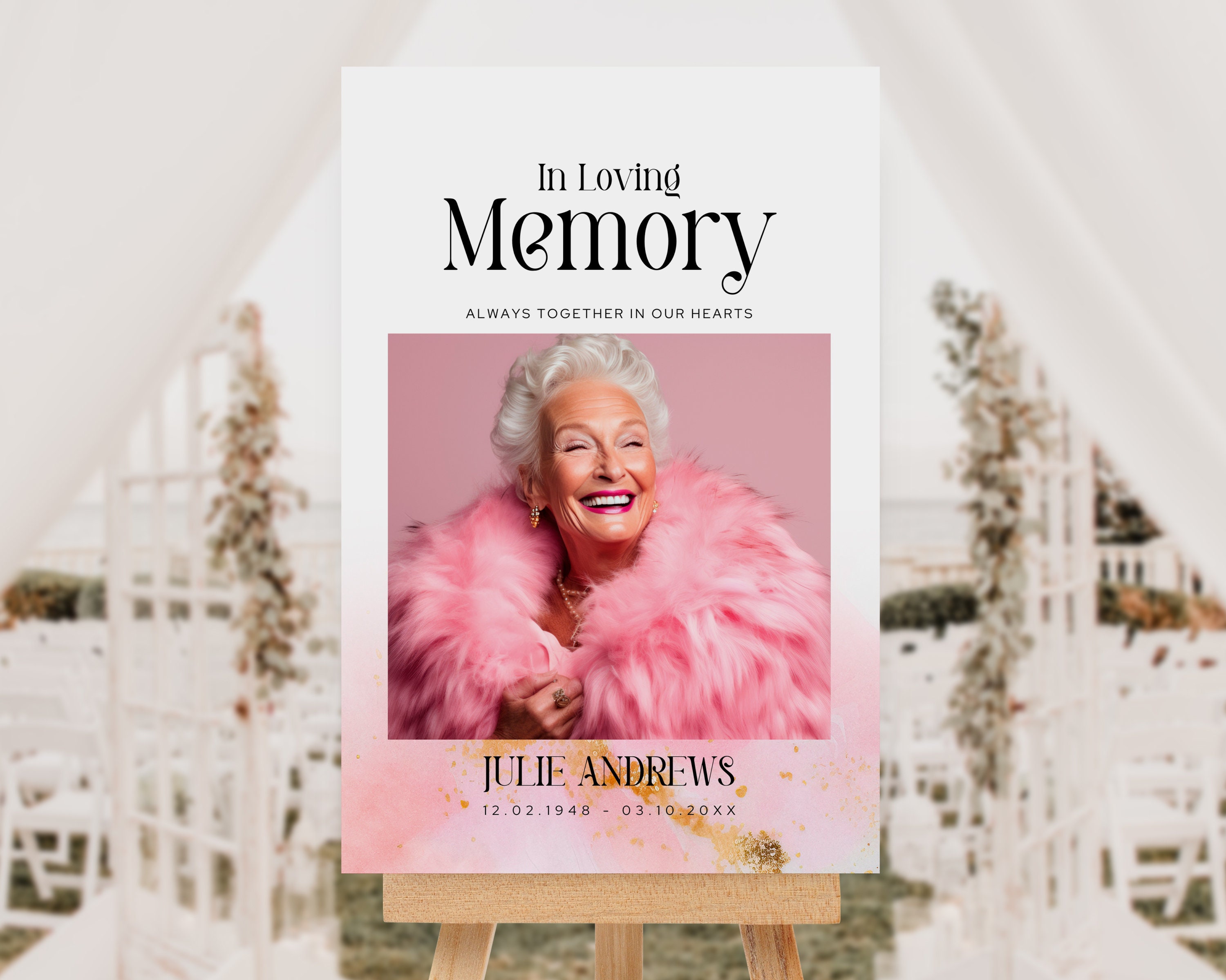 Pink Funeral Poster Entry Welcome Sign, Memorial Information in Loving ...