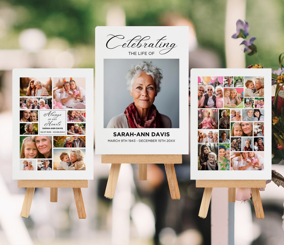 FUNERAL PHOTO Collage Poster Template Set, Welcome Signs Funerals ...