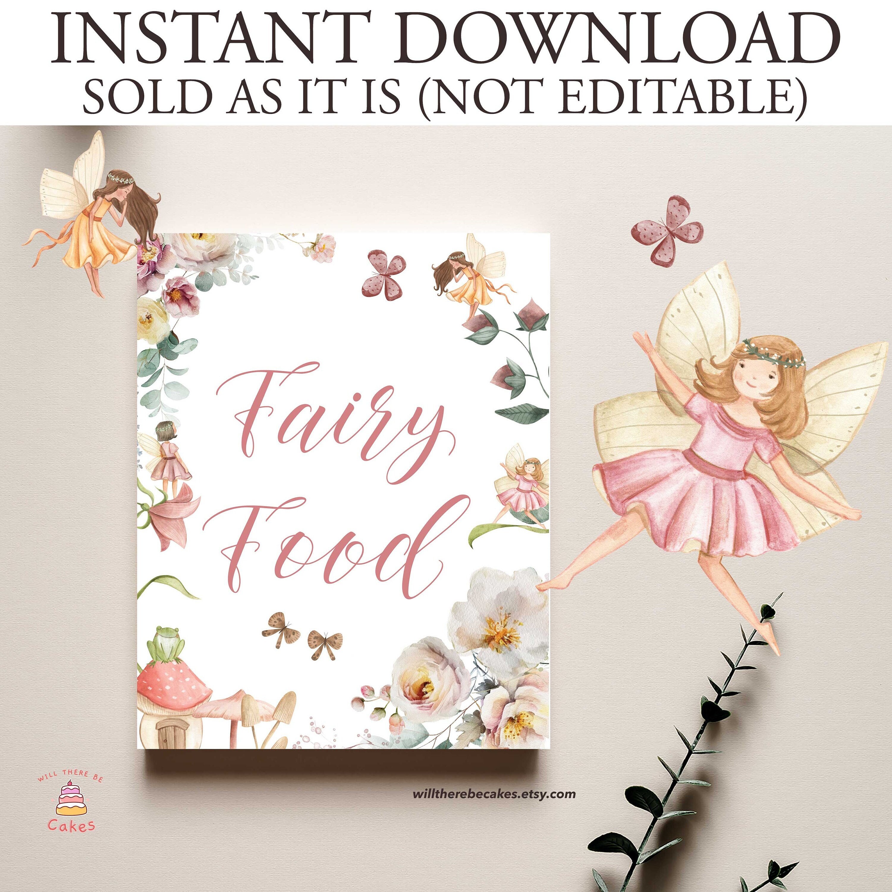 FAIRY FOOD Birthday Party Food Sign Printable, Food and Treats Table ...