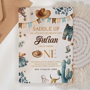 EDITABLE Saddle up Rodeo 1st Birthday Party Invitation Template, My ...