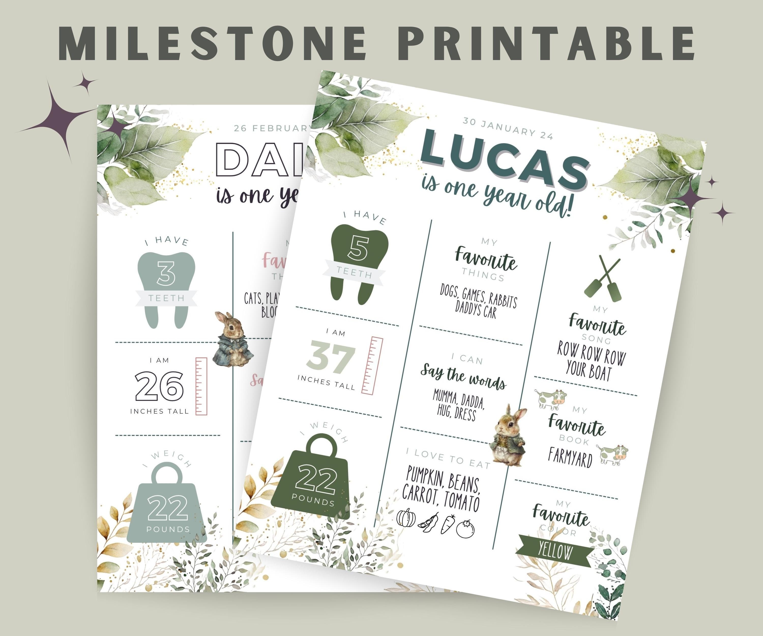 Baby Milestone Sign Editable Template, Green DIY Printable Baby First ...