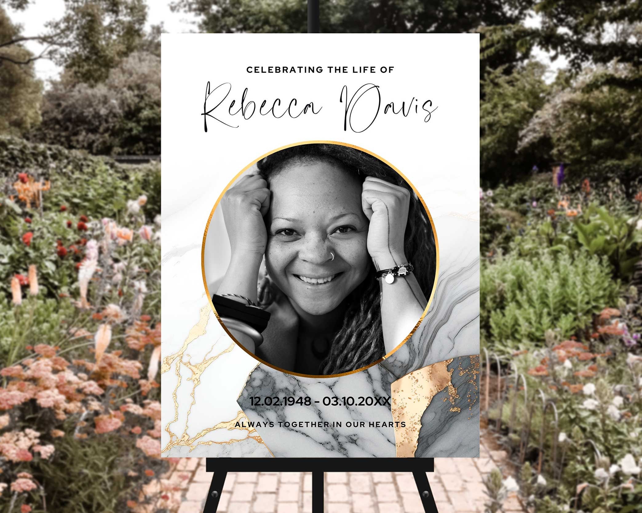 Funeral Sign Canva Template, Large Funeral Sign, in Loving Memory ...