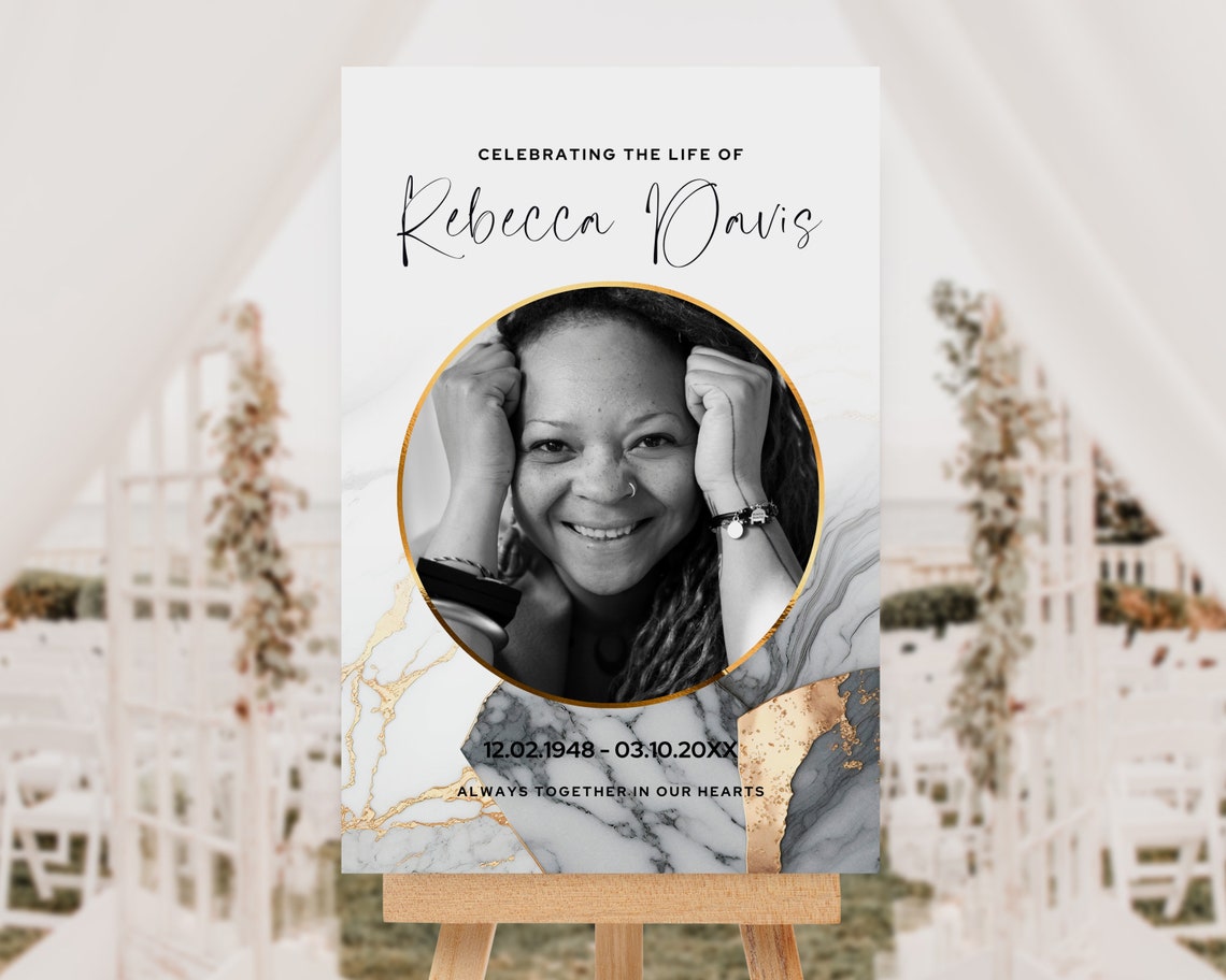 Funeral Sign Canva Template, Large Funeral Sign, in Loving Memory ...