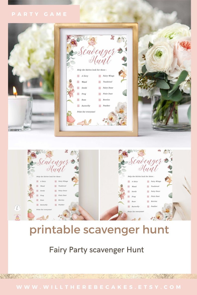 Fairy Scavenger Hunt Party Game Printable, Treasure Hunt Girls Party ...