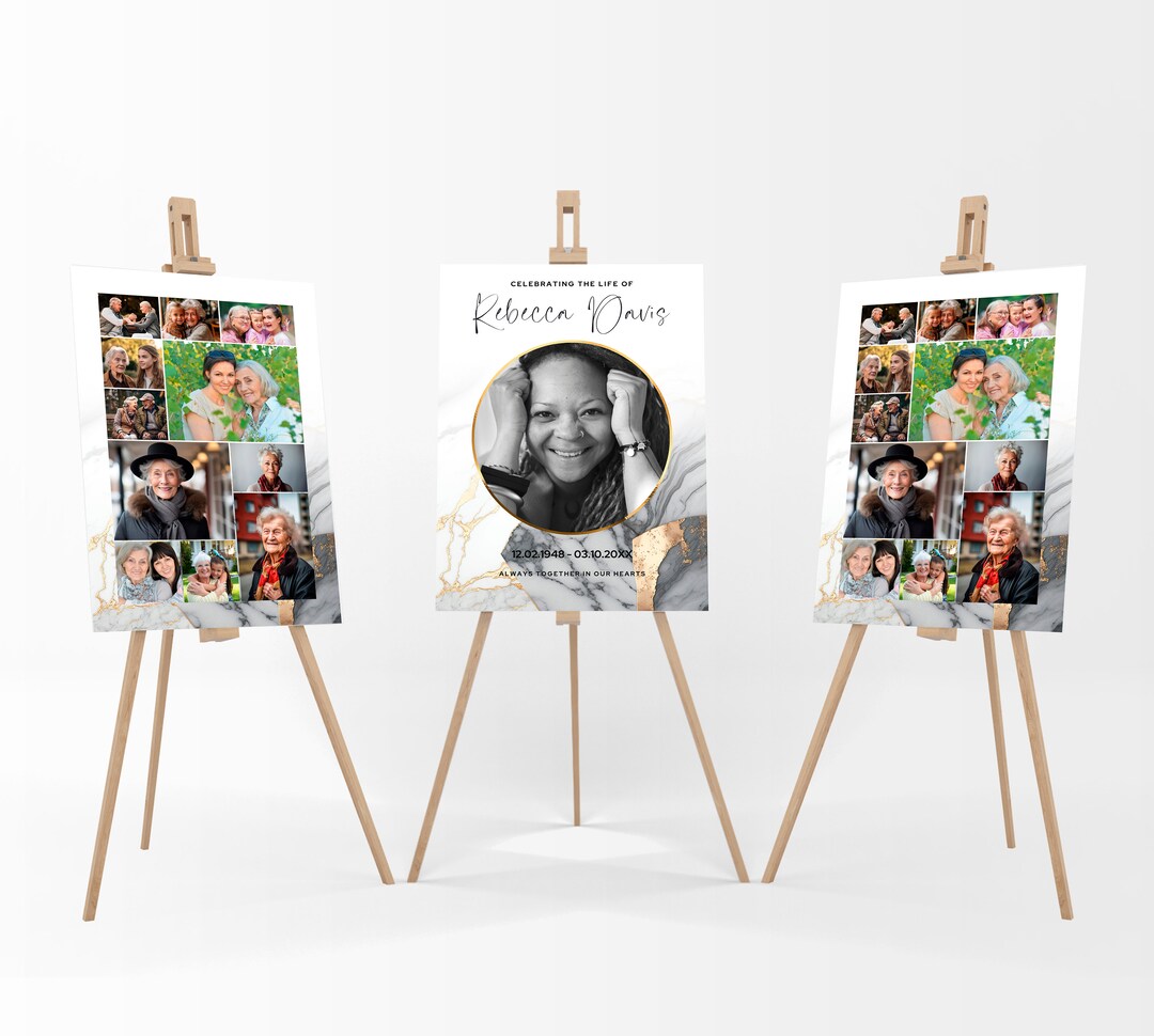 Funeral Memorial Sign Template for Wake Pictures 100% - Etsy