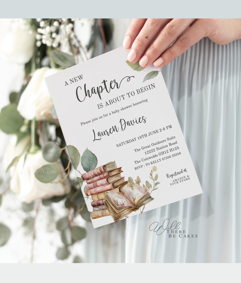 A New Chapter is About to Begin Baby Shower Invitation, Storybook ...
