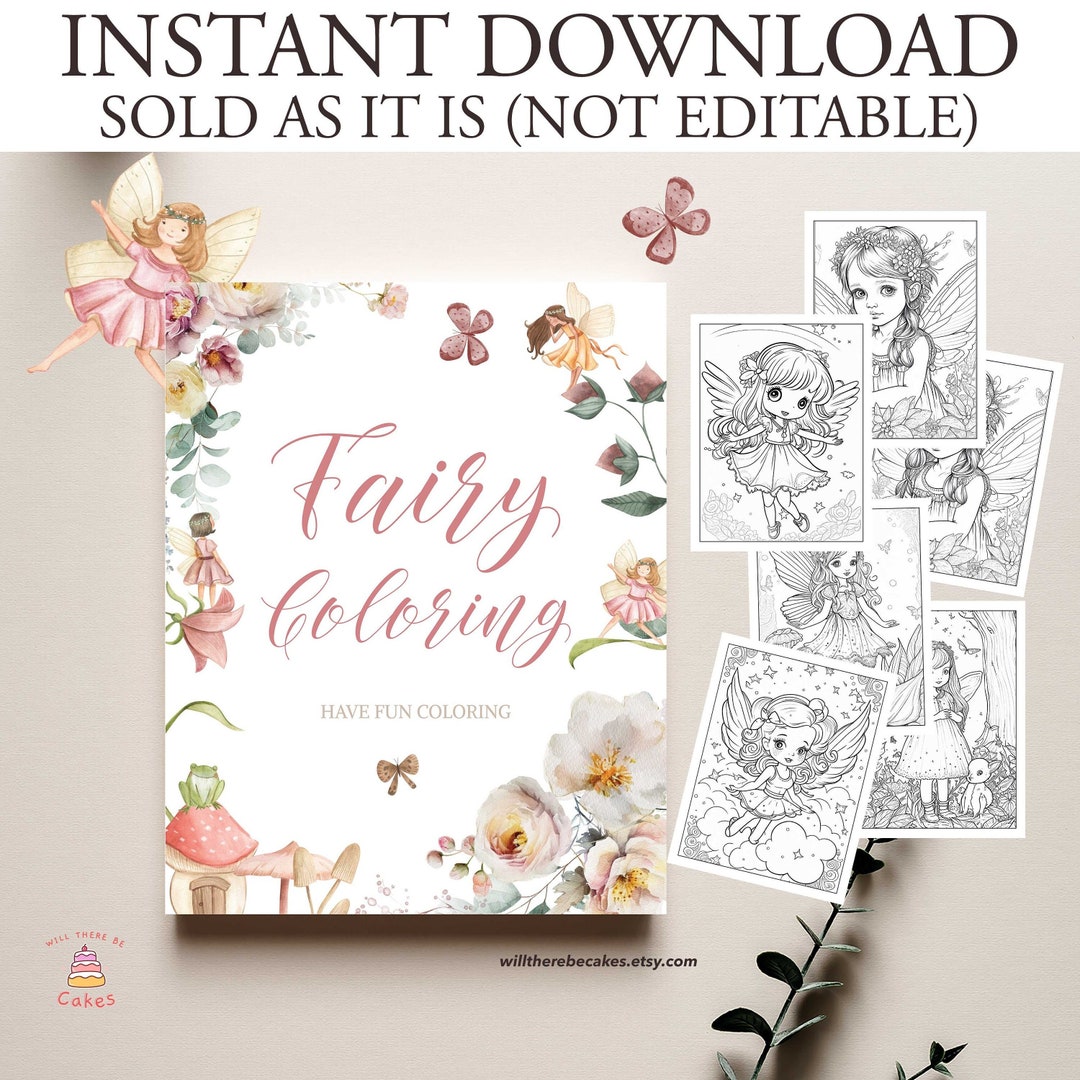 Colouring Station for Fairy Birthday, Printable Sign, Fairy Coloring ...