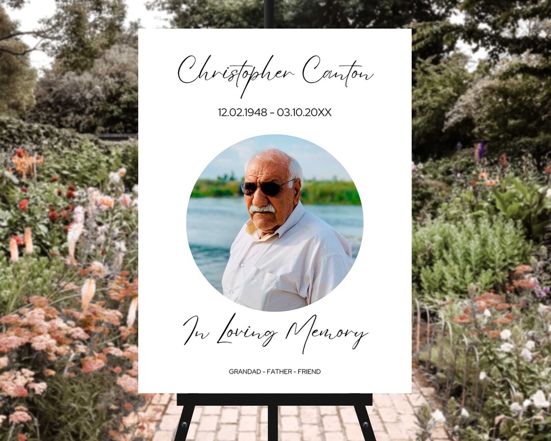 Minimalist Funeral Memory Sign, Funeral Welcome Sign, Editable Template ...