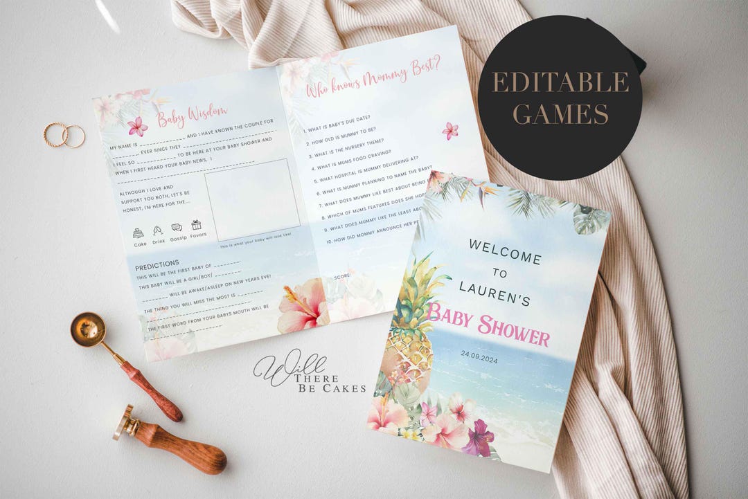 Aloha Luau Tropical Baby Shower Game Printable Booklet, Unisex Shower ...