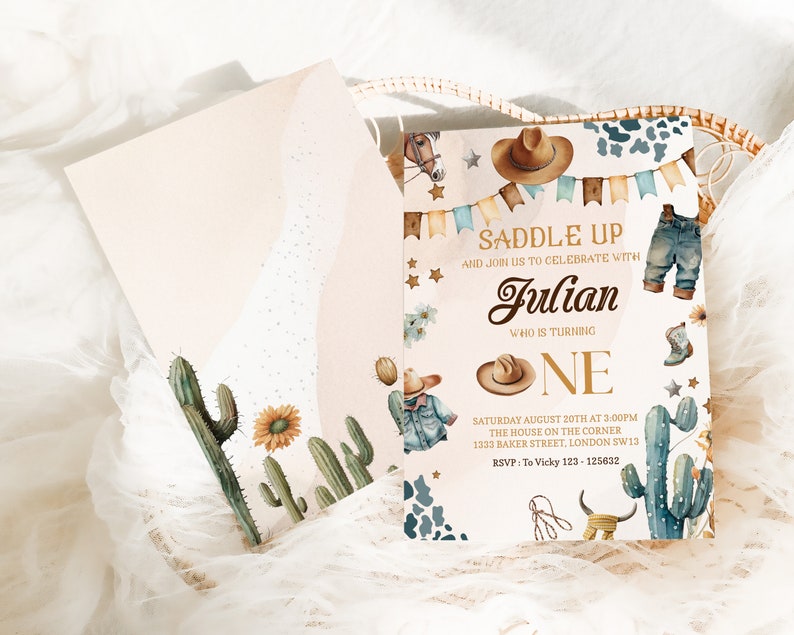 EDITABLE Saddle up Rodeo 1st Birthday Party Invitation Template, My ...