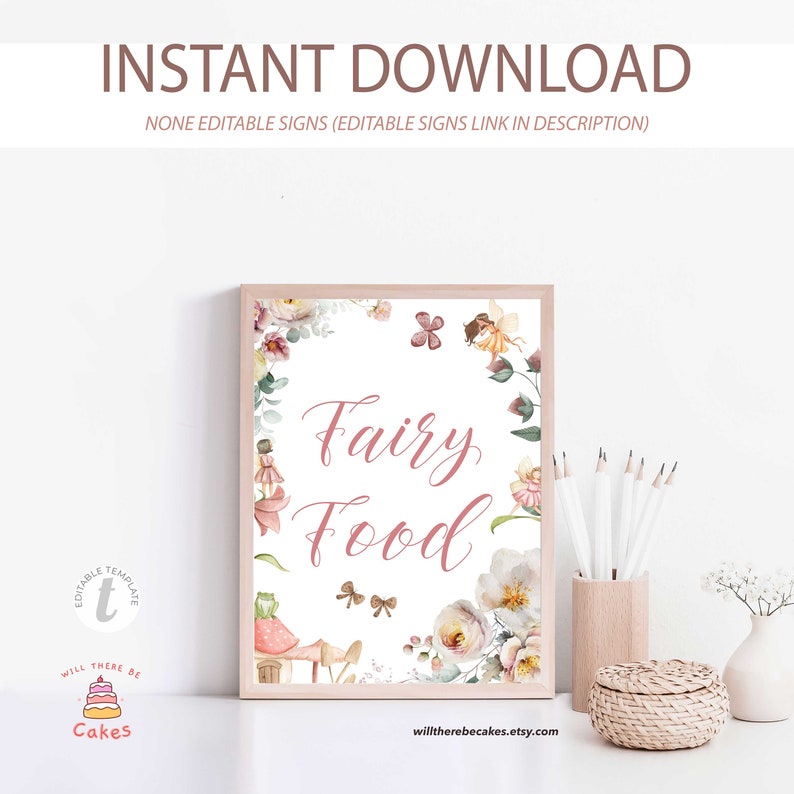 FAIRY FOOD Birthday Party Food Sign Printable, Food and Treats Table ...