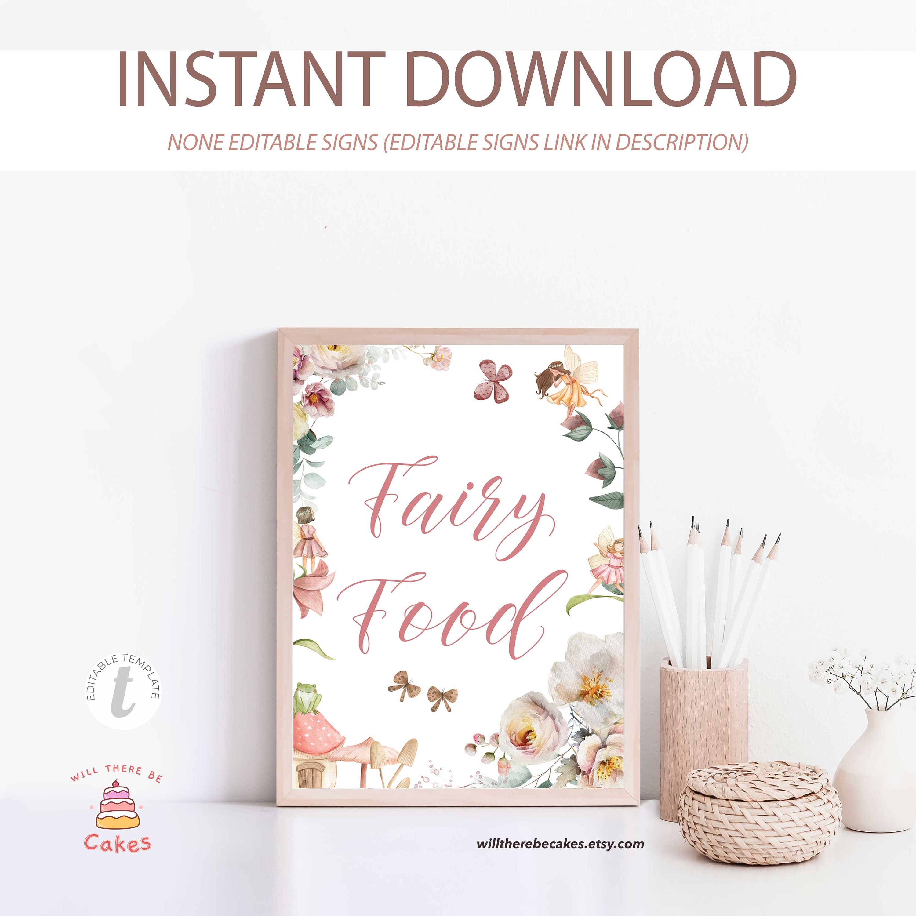 FAIRY FOOD Birthday Party Food Sign Printable, Food and Treats Table ...