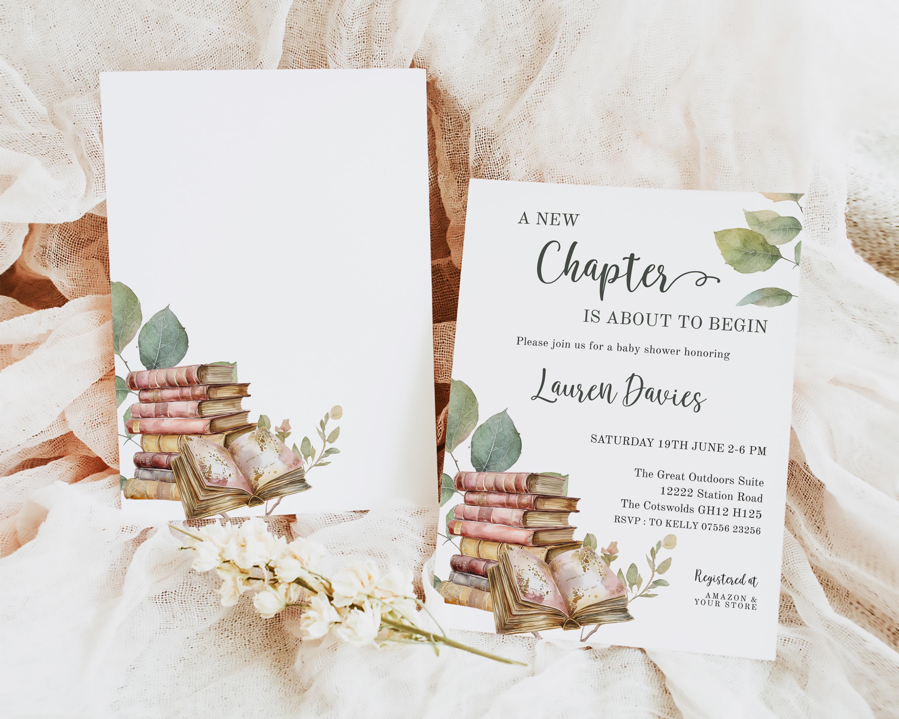 A New Chapter is About to Begin Baby Shower Invitation, Storybook ...