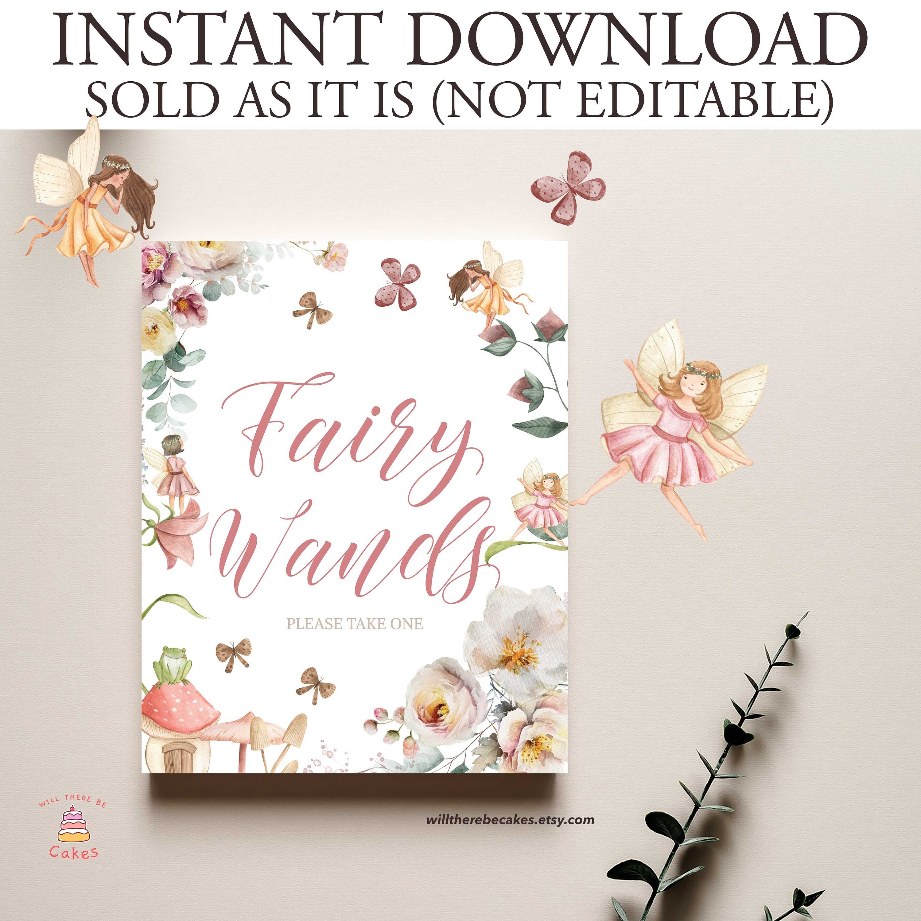 Wands for Fairy Birthday Games Party Sign Printable Enchanted Forest ...