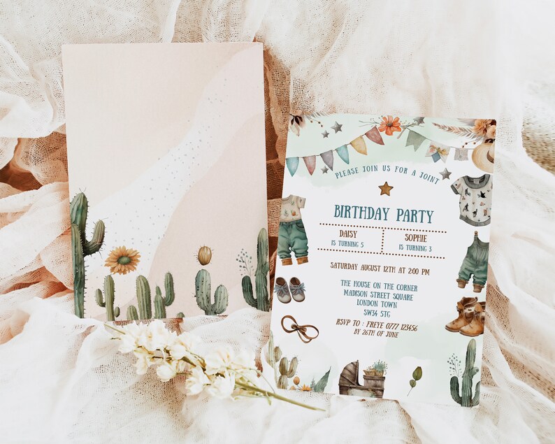 Editable Cowboy Cowgirl Birthday Invitation, Join Kids Party Invite ...