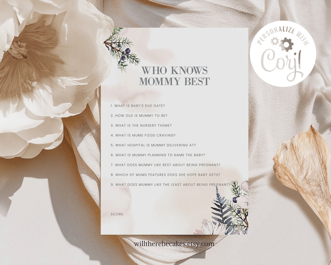 How Well Do You Know Mommy Baby Shower Game, Who Knows Mommy Best ...
