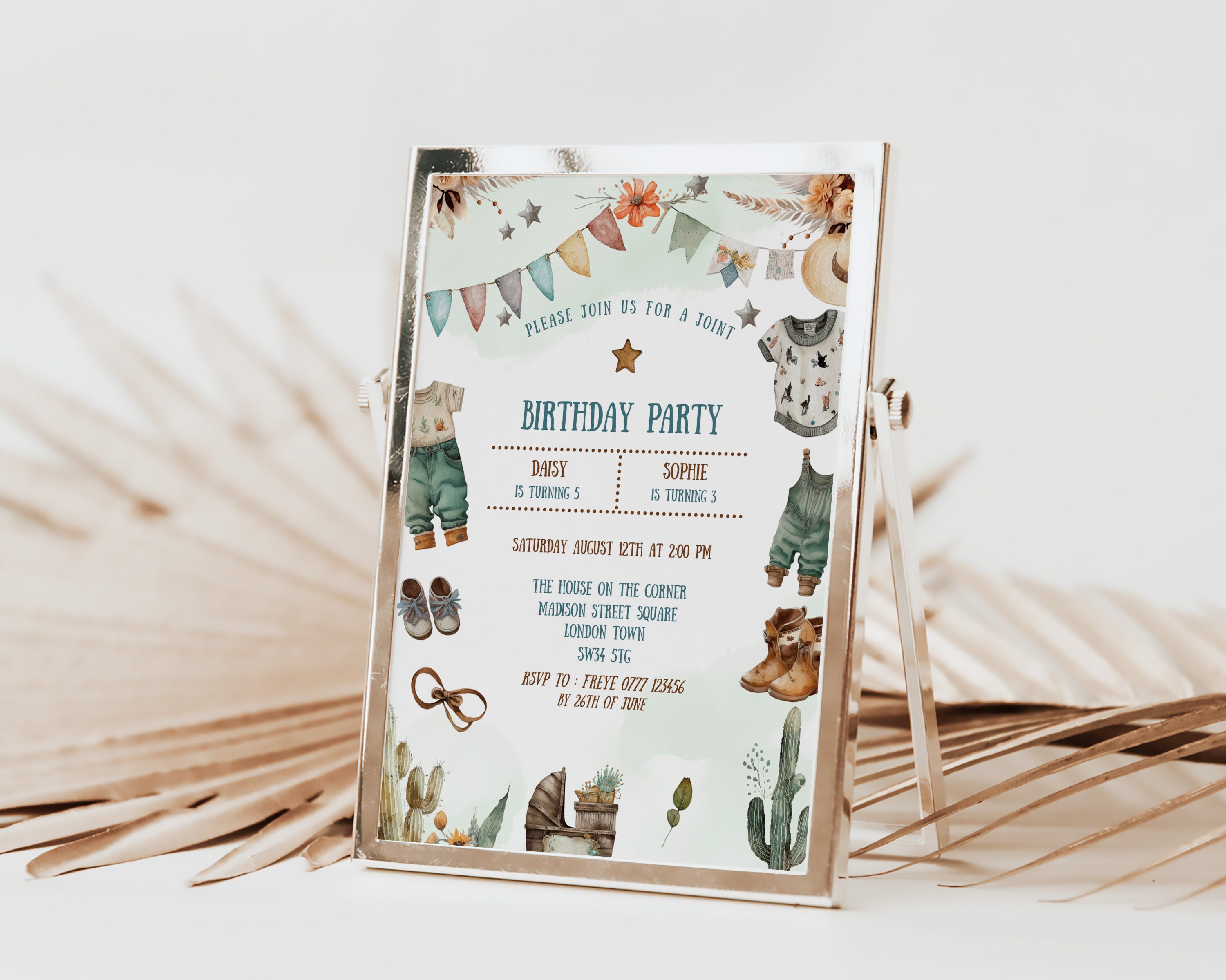 Editable Cowboy Cowgirl Birthday Invitation, Join Kids Party Invite ...