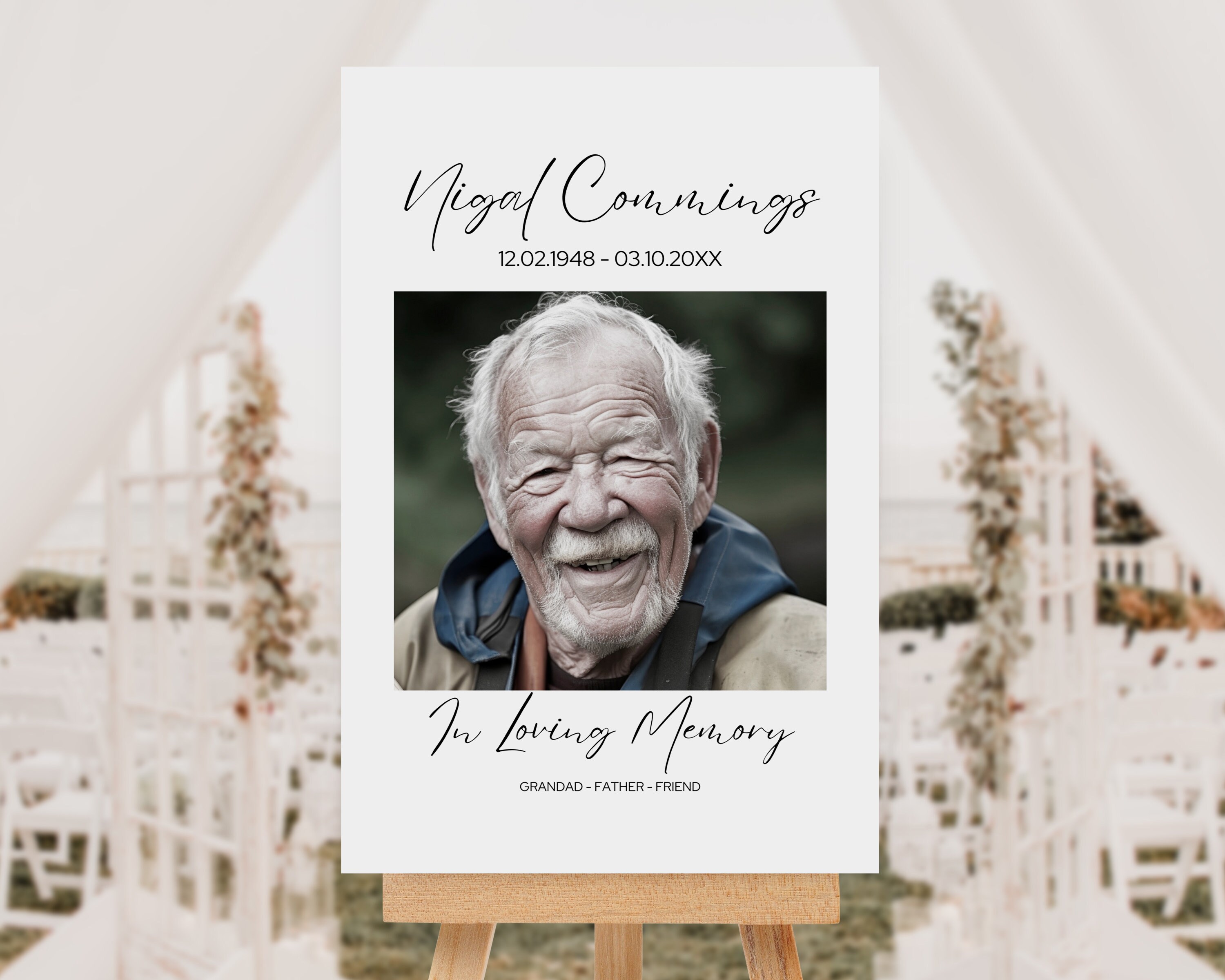 Minimalist Funeral Entry Welcome Sign, Memorial Information in Loving ...