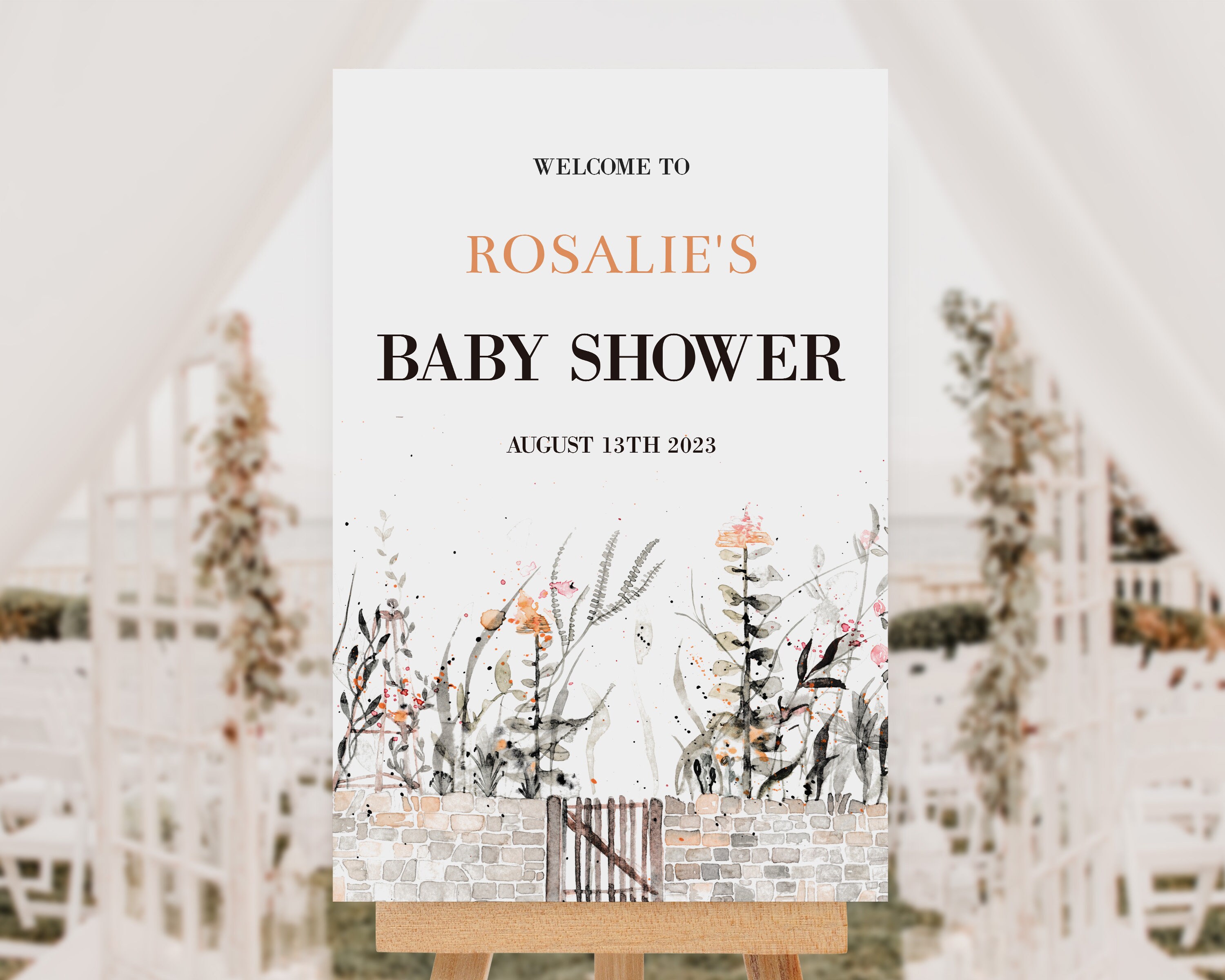 Wildflower Baby Shower Welcome Sign, Editable Spring Entry Sign, Large ...