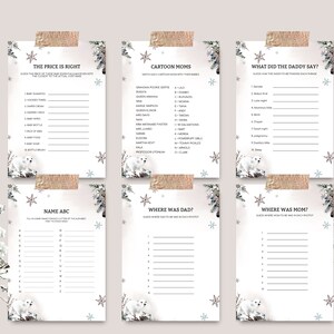 Baby Shower Games for Winter Wonderland Editable Winter Baby - Etsy
