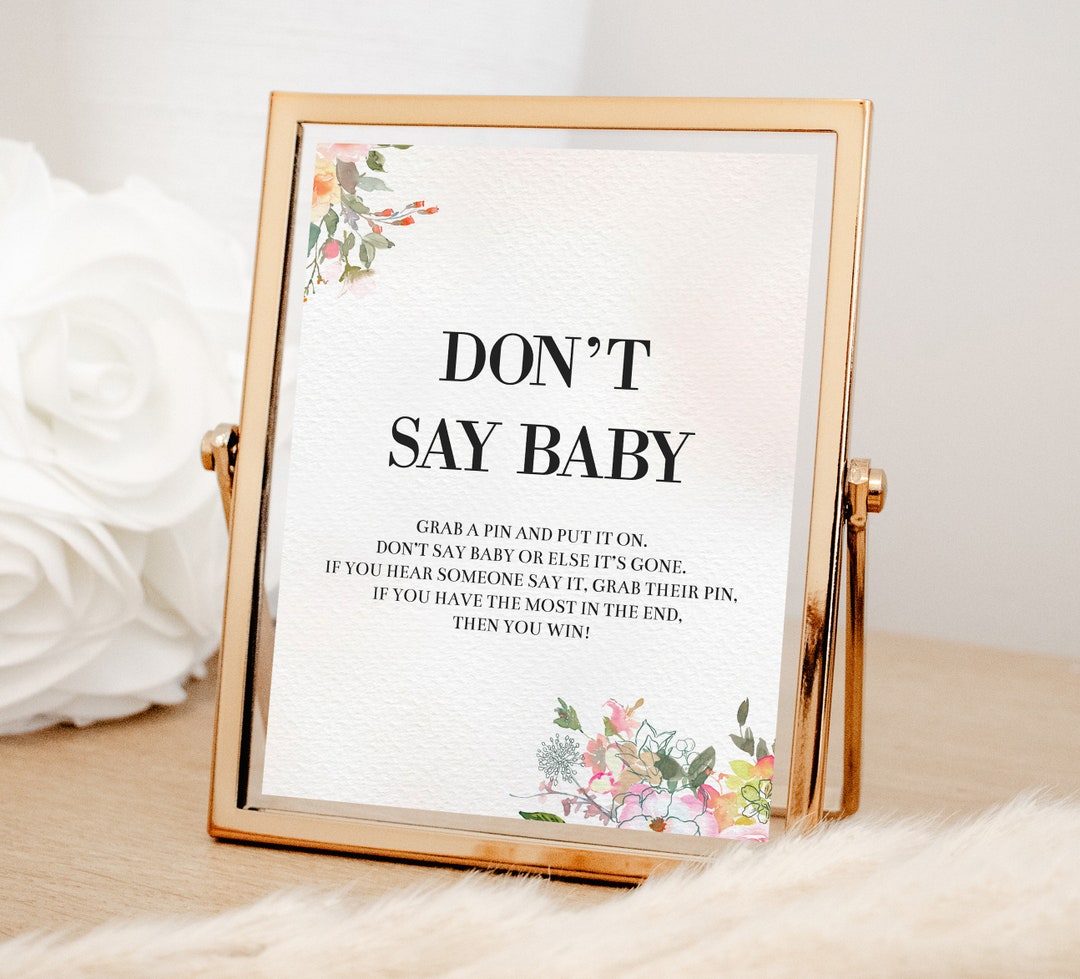 Don't Say Baby Game Sign Blush Floral Baby Shower Game - Etsy
