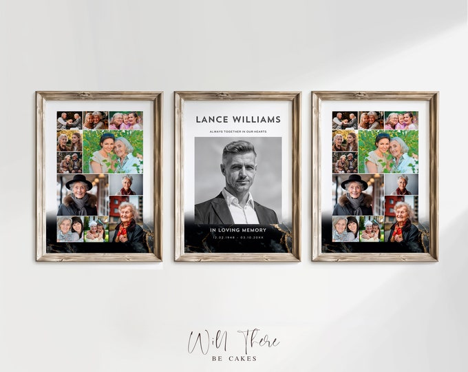Male Funeral Memorial Sign Black, Celebration of Life Poster ...