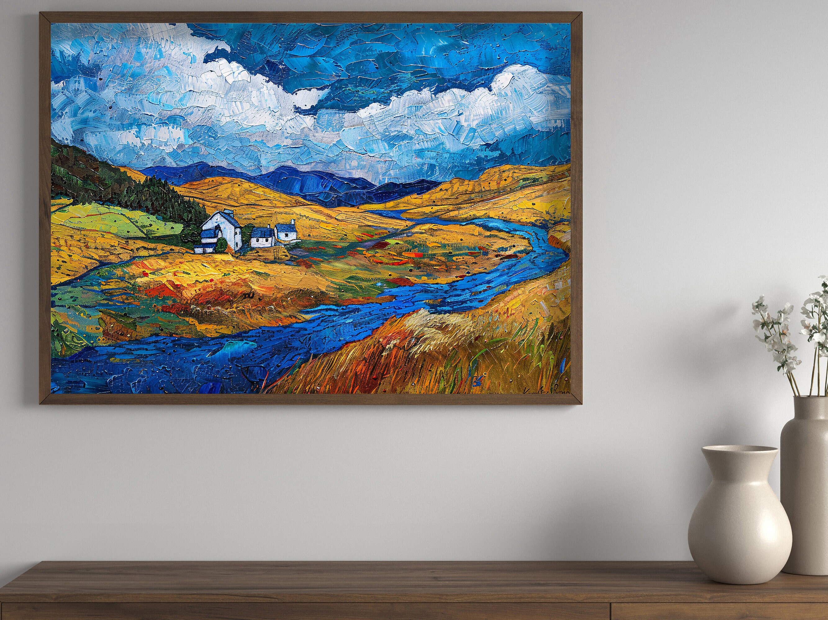 Scottish Highland Hues in Expressionist Blue | Oil Painting ...