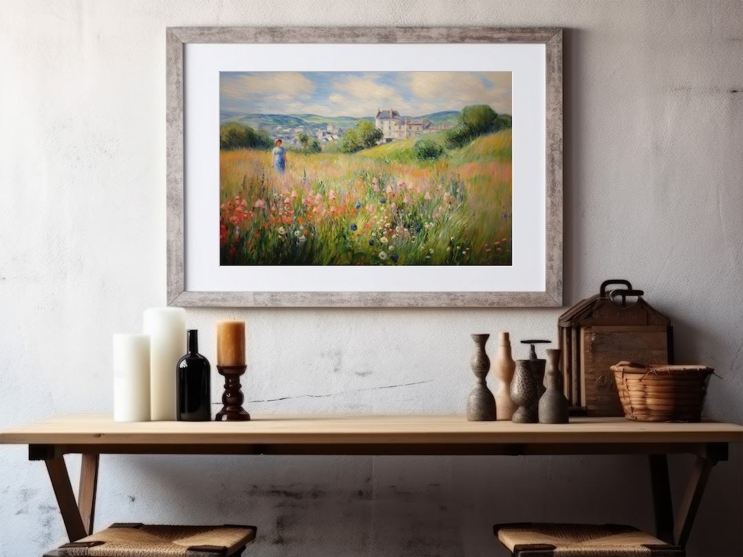 Vintage Floral Hillside | Oil Painting | Printable Digital Art ...