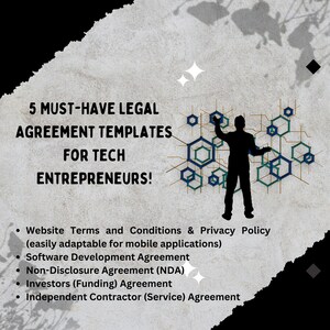 5 Must-have Legal Agreement Contract Templates for Tech Entrpreneurs - Etsy