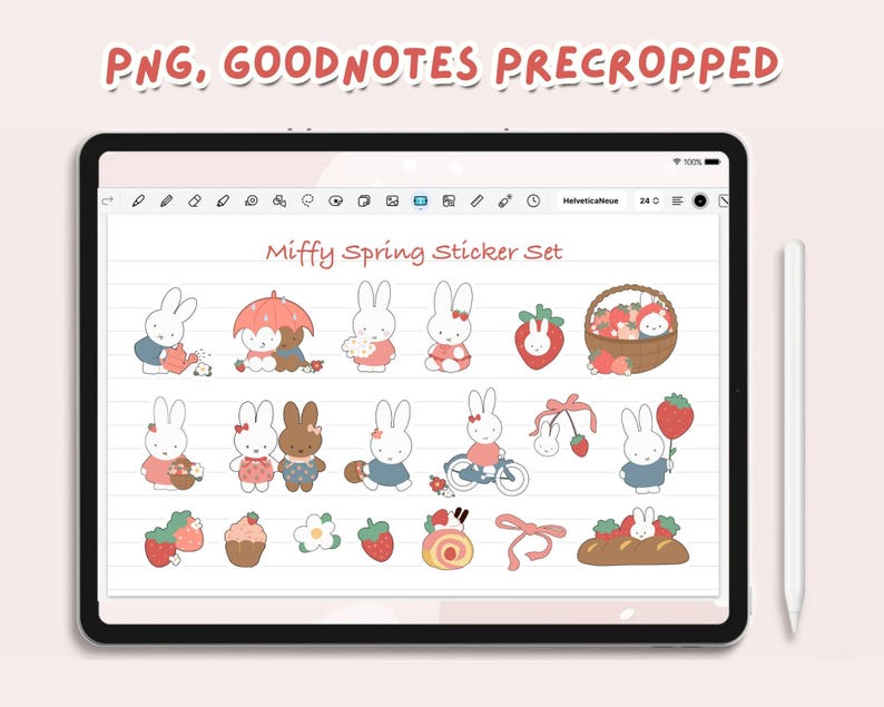 Miffy Bunny Sticker Set | Spring Strawberry PNG Files (digital Download ...